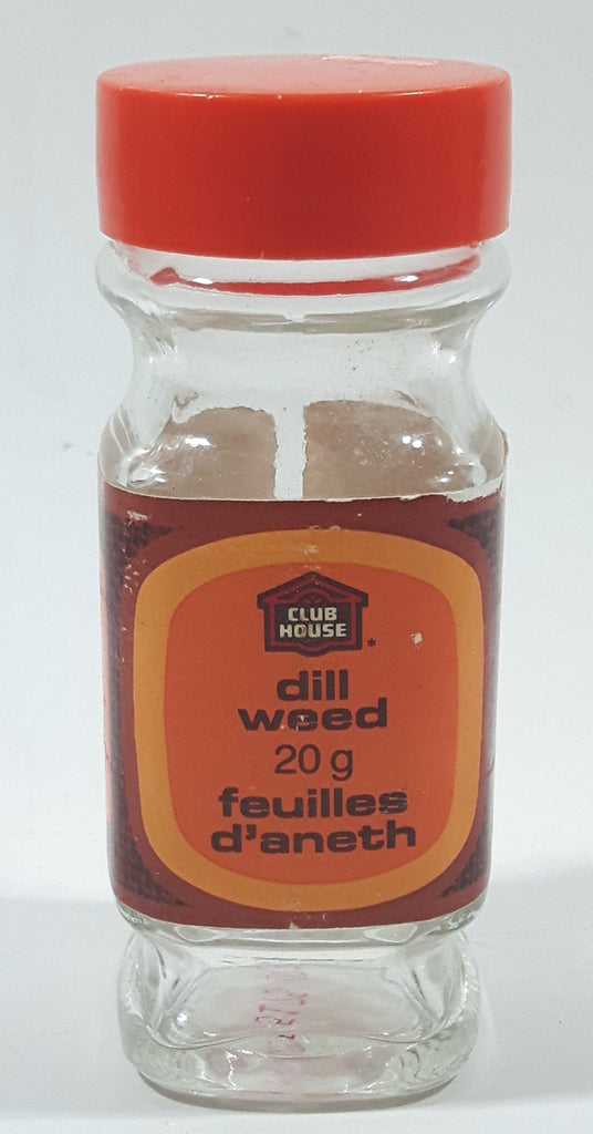 Vintage 1989 McCormick Club House Dill Weed 20g 4" Tall Glass Spice Ja ...