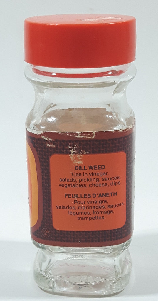 Vintage 1989 McCormick Club House Dill Weed 20g 4" Tall Glass Spice Ja ...