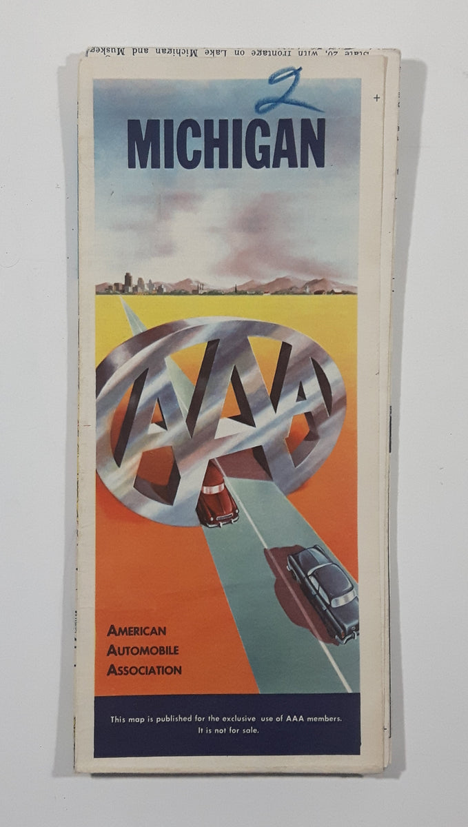 1955-56 Edition AAA American Automobile Association Road Map of Michig ...