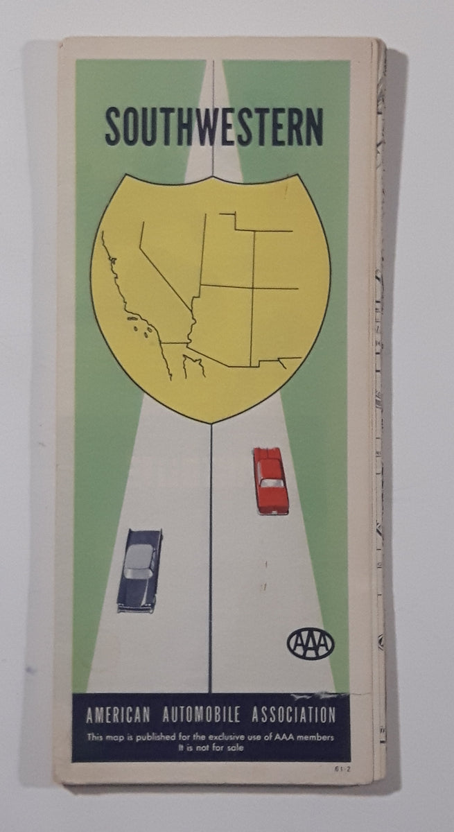 1961 AAA American Automobile Association Road Map of Southwestern USA ...