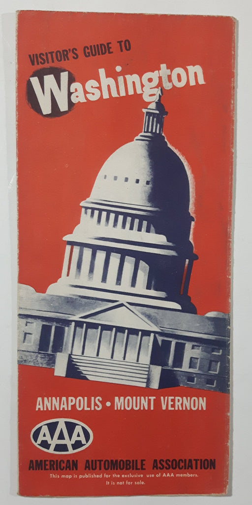 1956-57 AAA American Automobile Association Visitor's Guide TO Washing ...