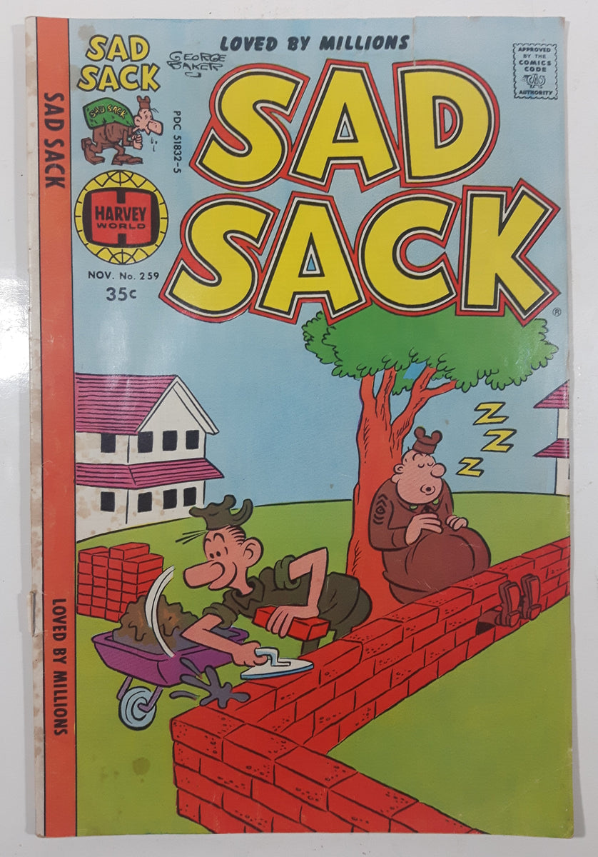 1977 Harvey World No. 259 Sad Sack Loved By Millions 35 Cent Comic Boo ...