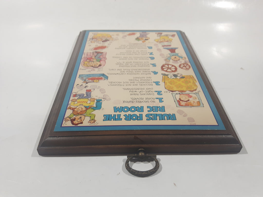 Vintage 1977 Hallmark Cards Rules For The Rec Room 5 3/4" x 8" Wood Wa ...