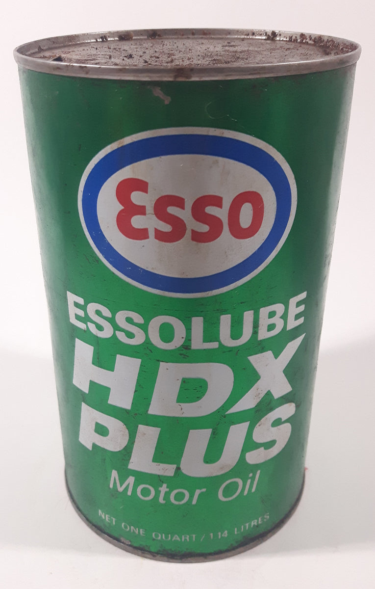 Vintage 1970s Esso Essolube HDX Plus Motor Oil Green 1.14L 1 Quart Met ...