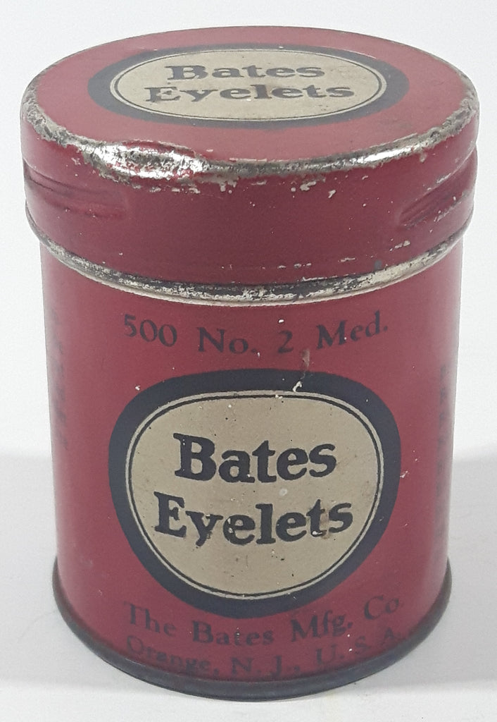 Antique Bates Eyelets 500 No. 2 Med. Small Red 2 3/8" Tall Tin Metal C ...