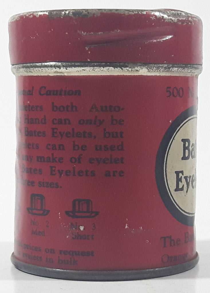 Antique Bates Eyelets 500 No. 2 Med. Small Red 2 3/8" Tall Tin Metal C ...
