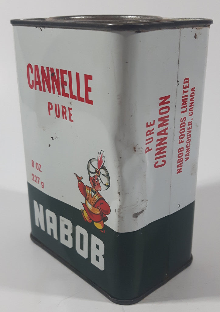 Vintage Nabob Pure Cinnamon 8 oz 227g 4 5/8" Tall Tin Metal Spice Cont ...