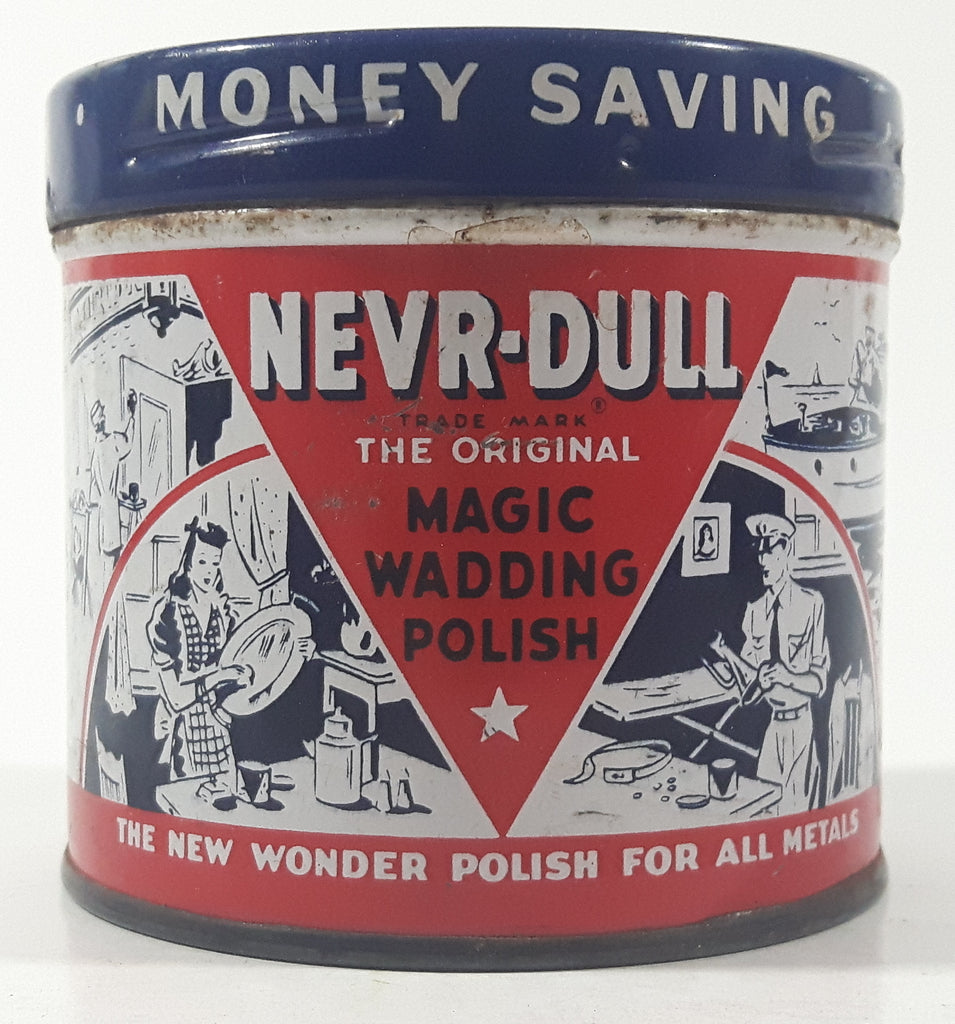 Vintage Nevr-Dull The Original Magic Wadding Polish 2 5/8" Tall Tin Me ...