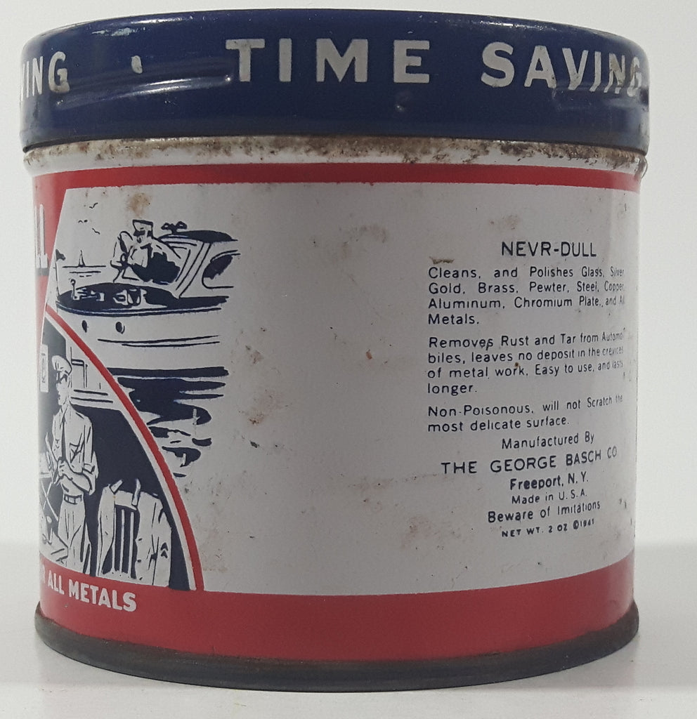 Vintage Nevr-Dull The Original Magic Wadding Polish 2 5/8" Tall Tin Me ...