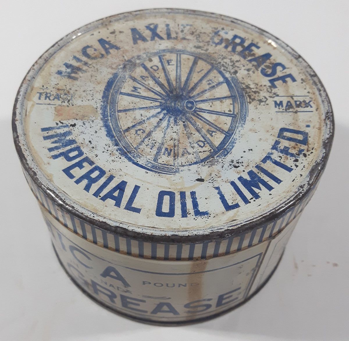 Antique Imperial Oil Mica Axle Grease One Pound 4" Metal Can Made in ...