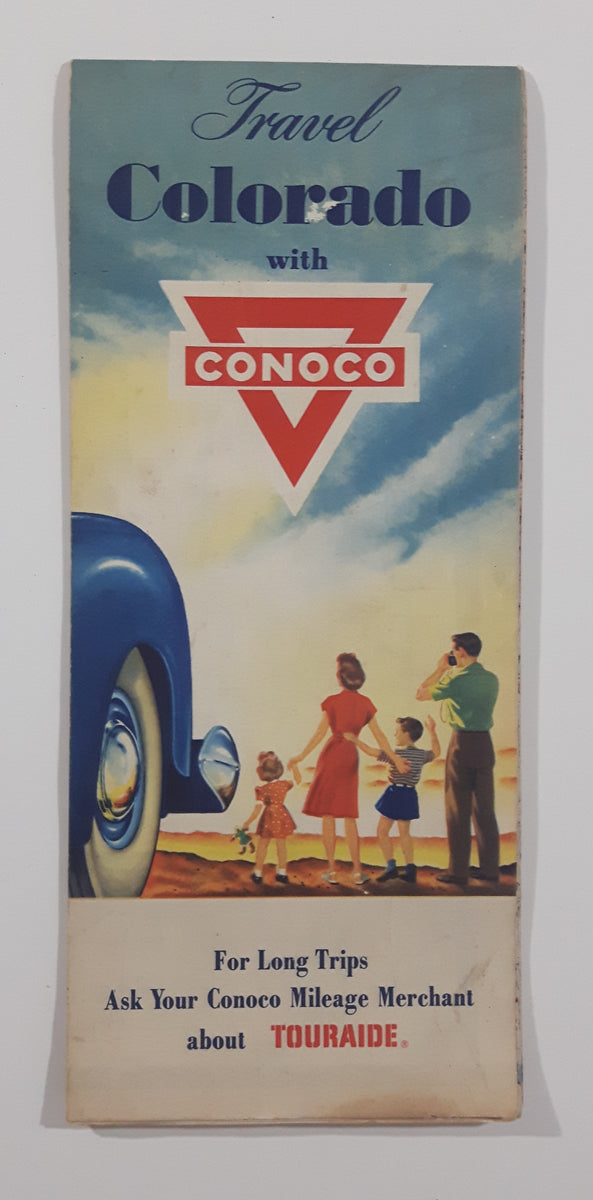 Vintage 1950s Travel with Conoco Colorado Road Map 18" x 26 1/4 ...