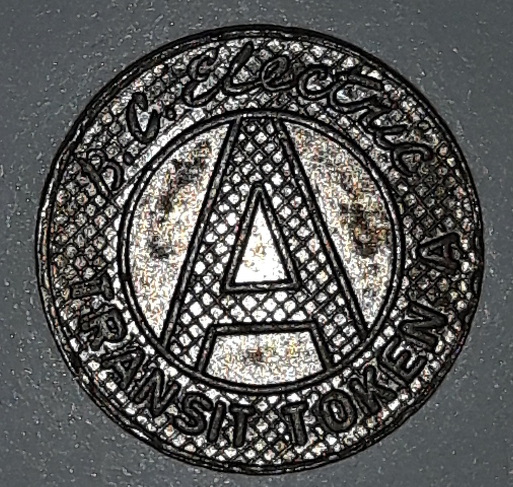 Antique British Columbia B.C. Electric Railway Class "A" Transit Token ...