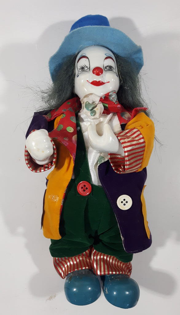 Vintage Clown Animated Wind Up Music Box 12 1/4" Tall Moving Porcelain ...