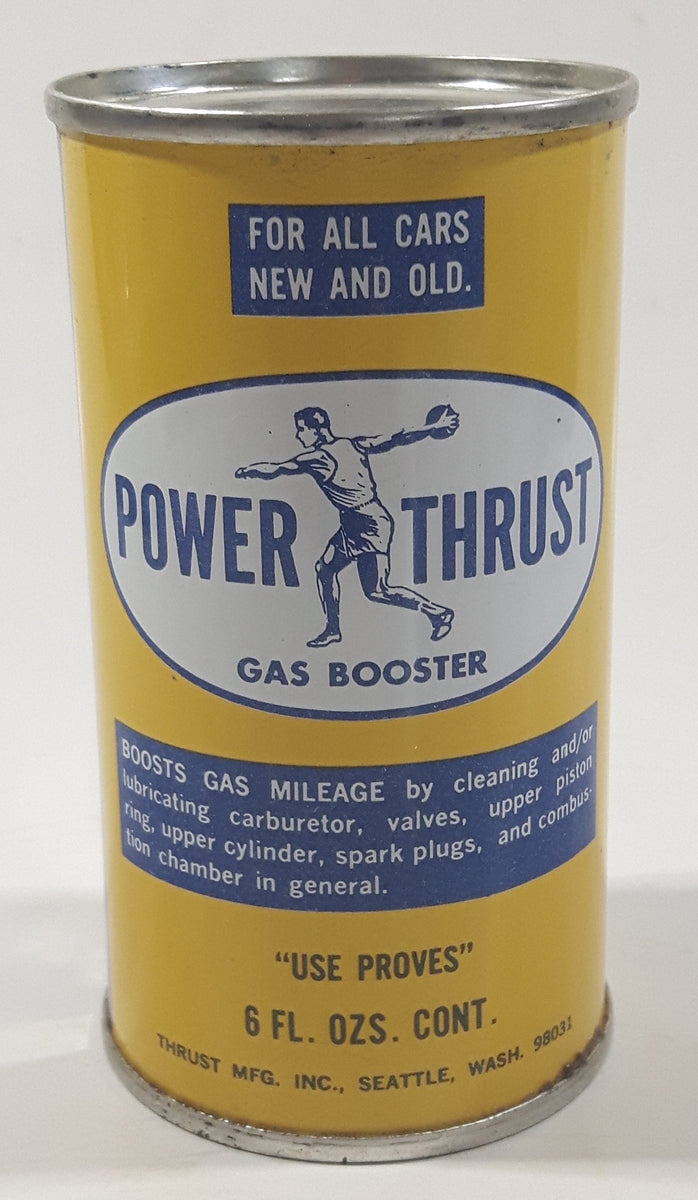 Vintage Power Thrust Gas Booster Use Proves Yellow 6 Fl. Ozs. 6 1/8" M ...