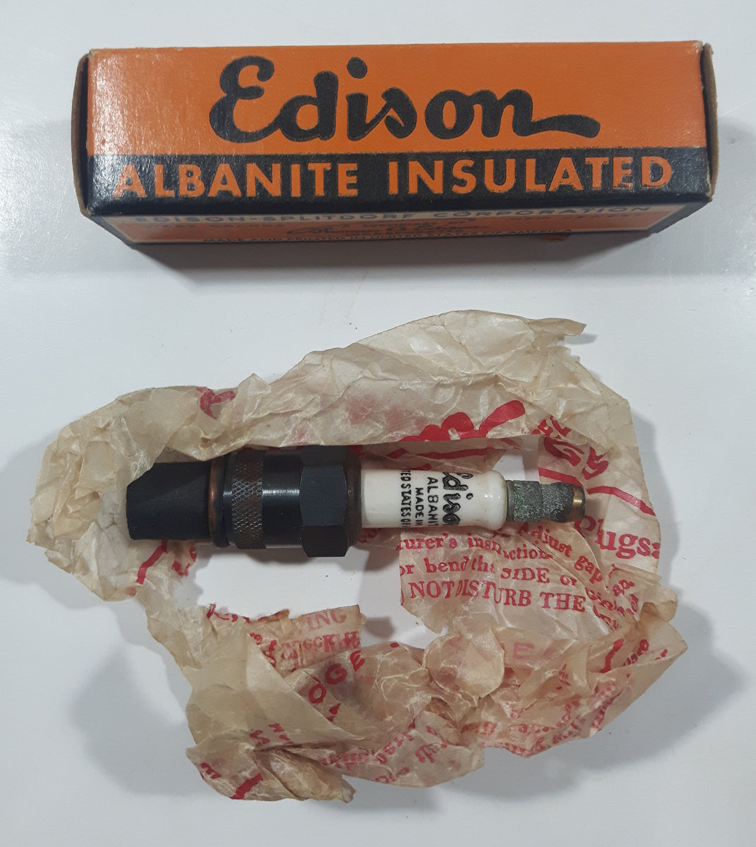Vintage Edison Albanite Insulated Spark Plug 3 10 MM 5/8" Hex In Box ...