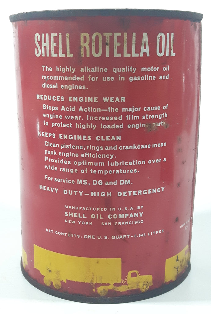 Vintage Shell Rotella S Heavy Duty Motor Oil 5 1/2" Tall One U.S. Quar ...