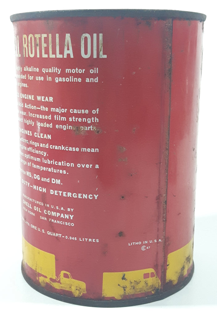 Vintage Shell Rotella S Heavy Duty Motor Oil 5 1/2" Tall One U.S. Quar ...