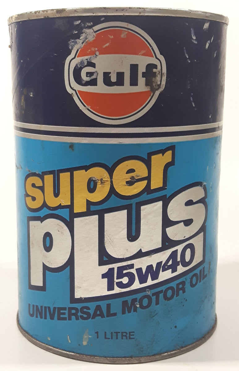 Vintage Gulf Super Plus 15w40 Universal Motor Oil 5 3/4" Tall 1 Litre ...