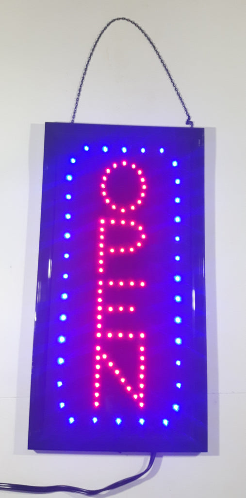 OPEN Sign Bright Blue and Red LED 9 3/4" x 19" Animated Sign – Treasure ...