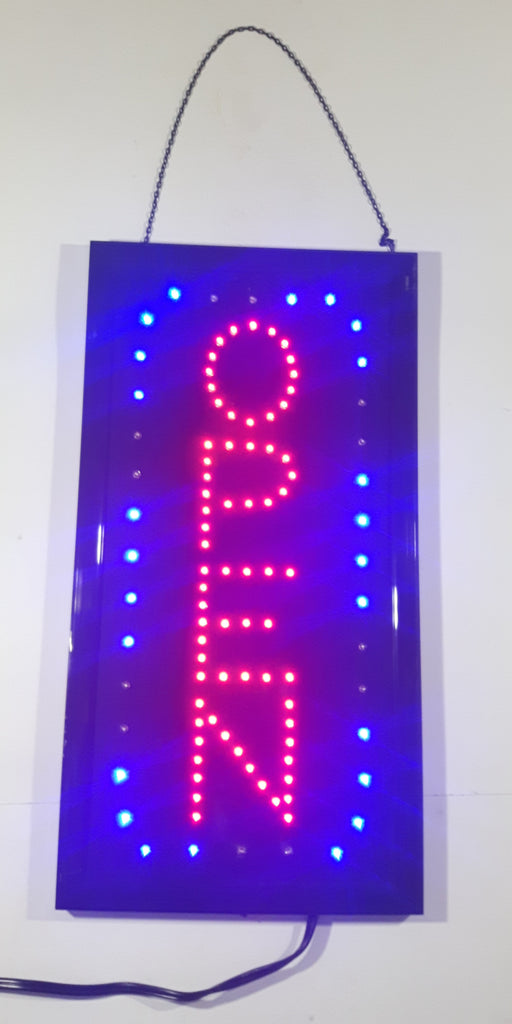 OPEN Sign Bright Blue and Red LED 9 3/4" x 19" Animated Sign – Treasure ...