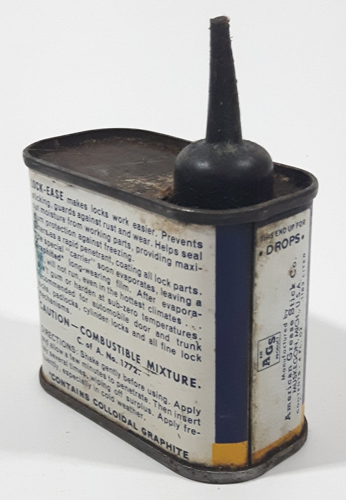 Vintage 1948 Lock Ease Graphited Lock Fluid 4 Fl. Oz. 2 3/4" Tall Meta ...